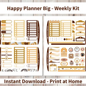 Coffee Shop - Printable Weekly Sticker Kit for Happy Planner BIG ...