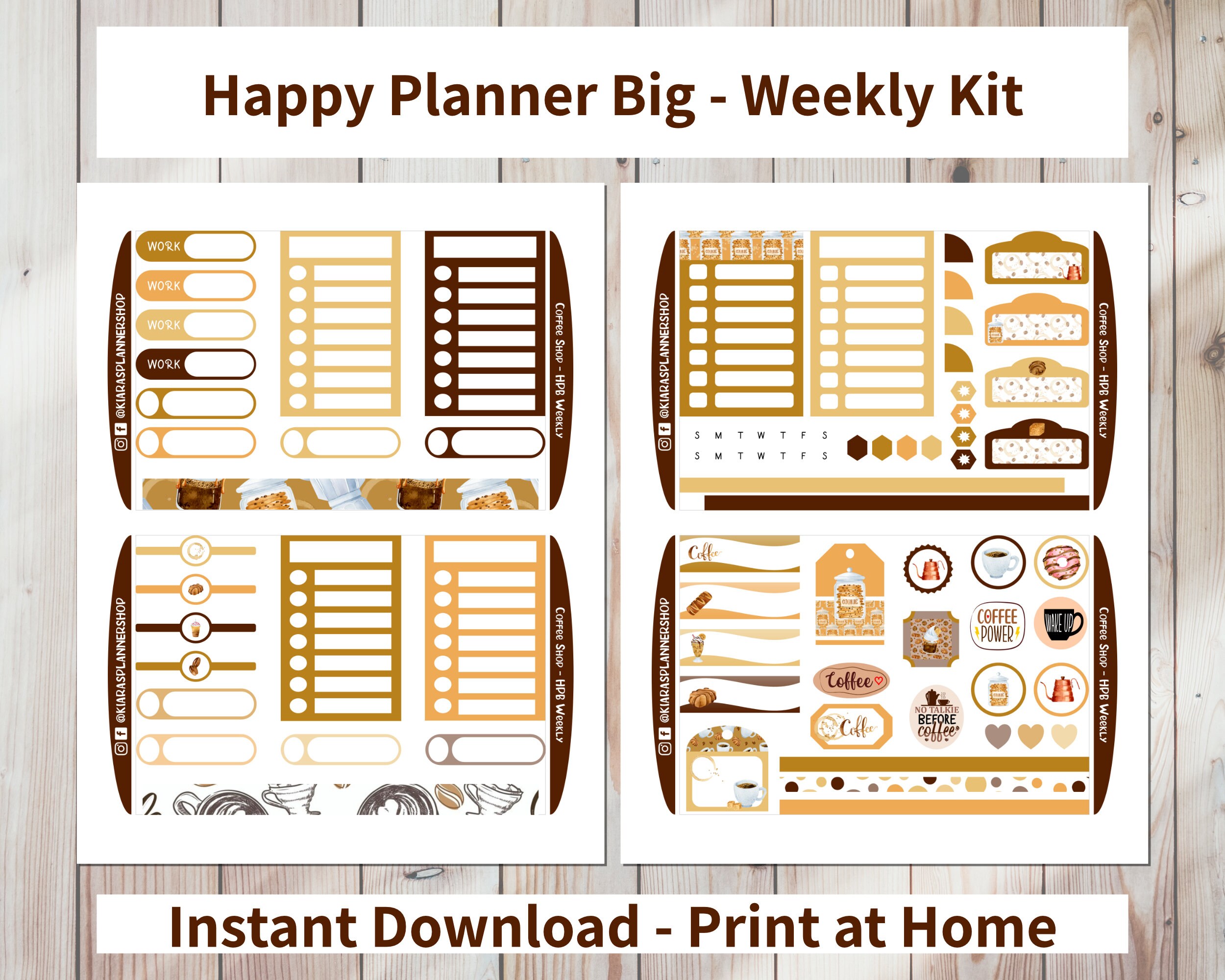 Coffee Shop - Printable Weekly Sticker Kit for Happy Planner BIG ...