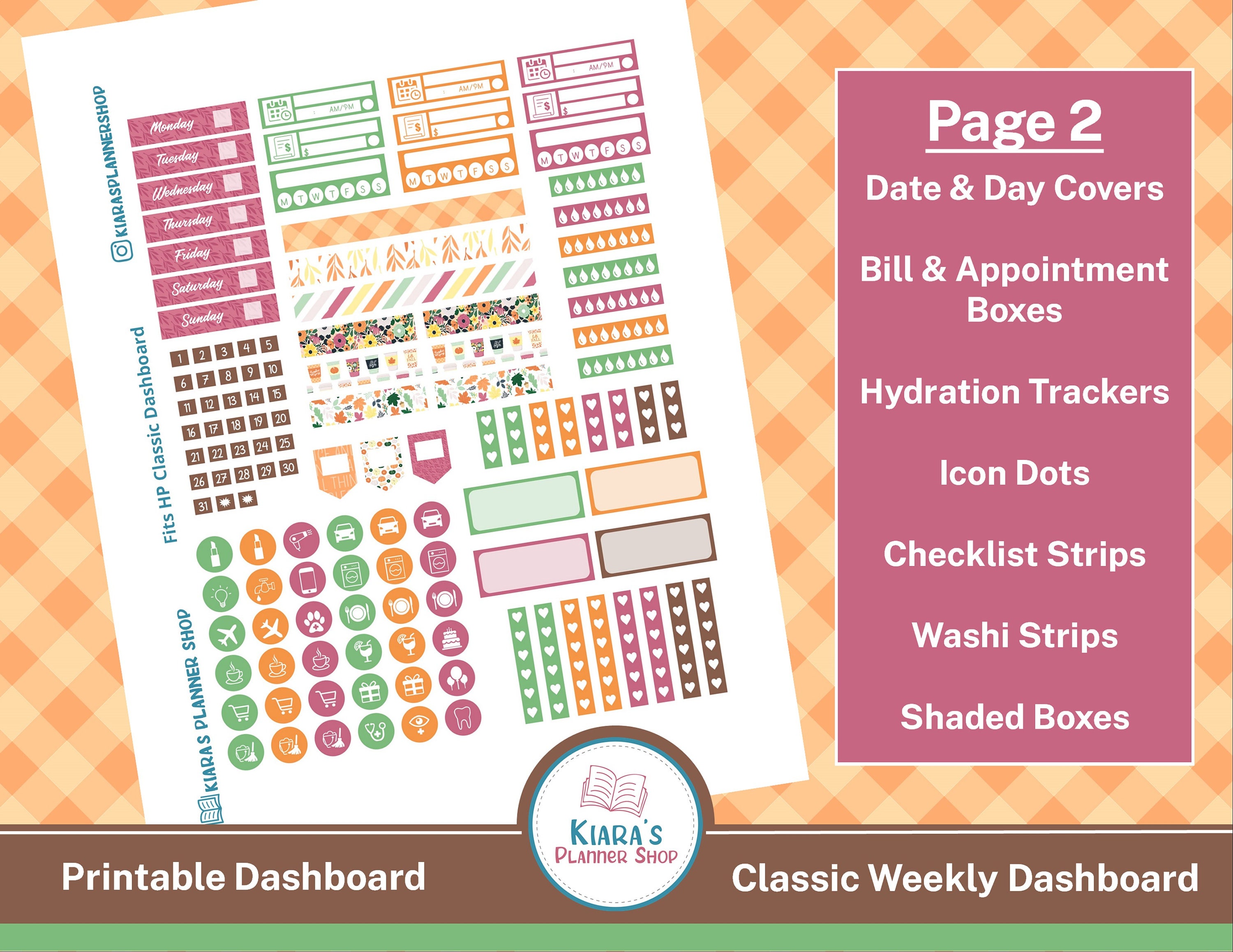 Happy Fall Printable Weekly Dashboard Sticker Kit for Happy - Etsy