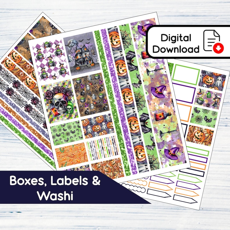 Happy Halloween - Printable Box Sampler Sticker Kit for Planners ...