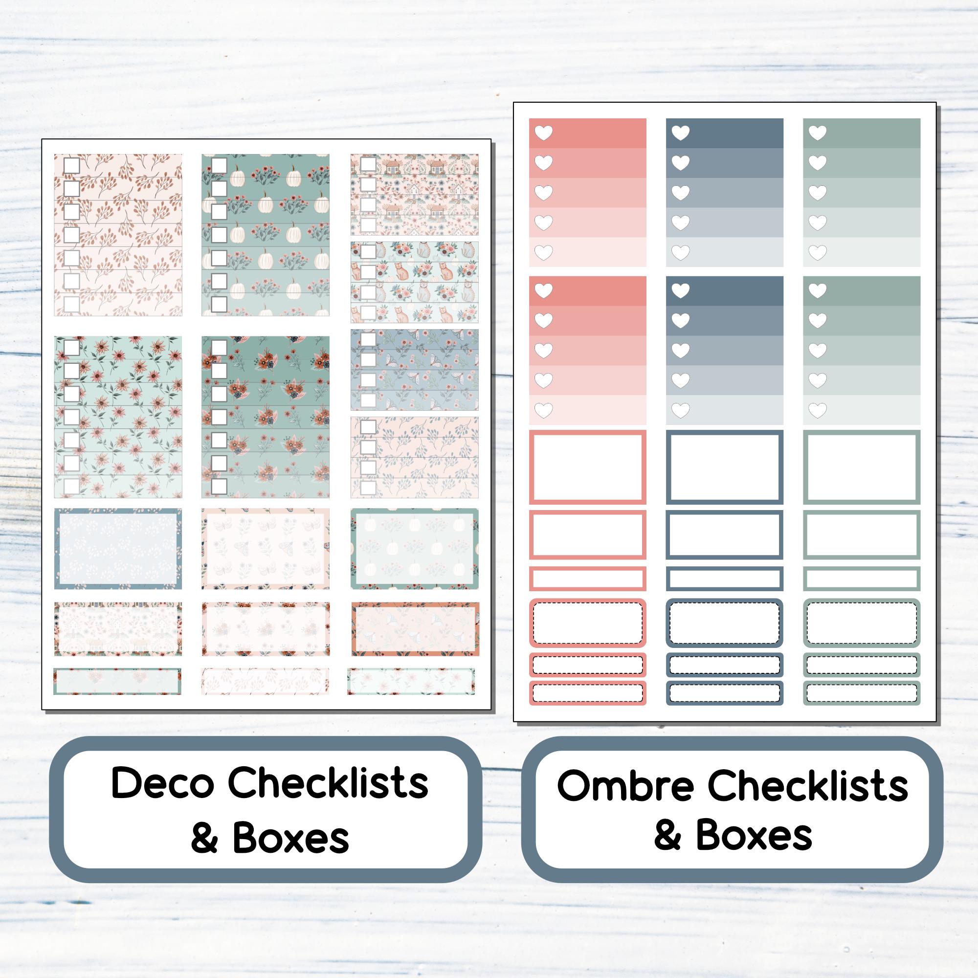 7x9 Weekly Add on - Floral Fall Printable Add on Sticker Kit for 7x9 ...