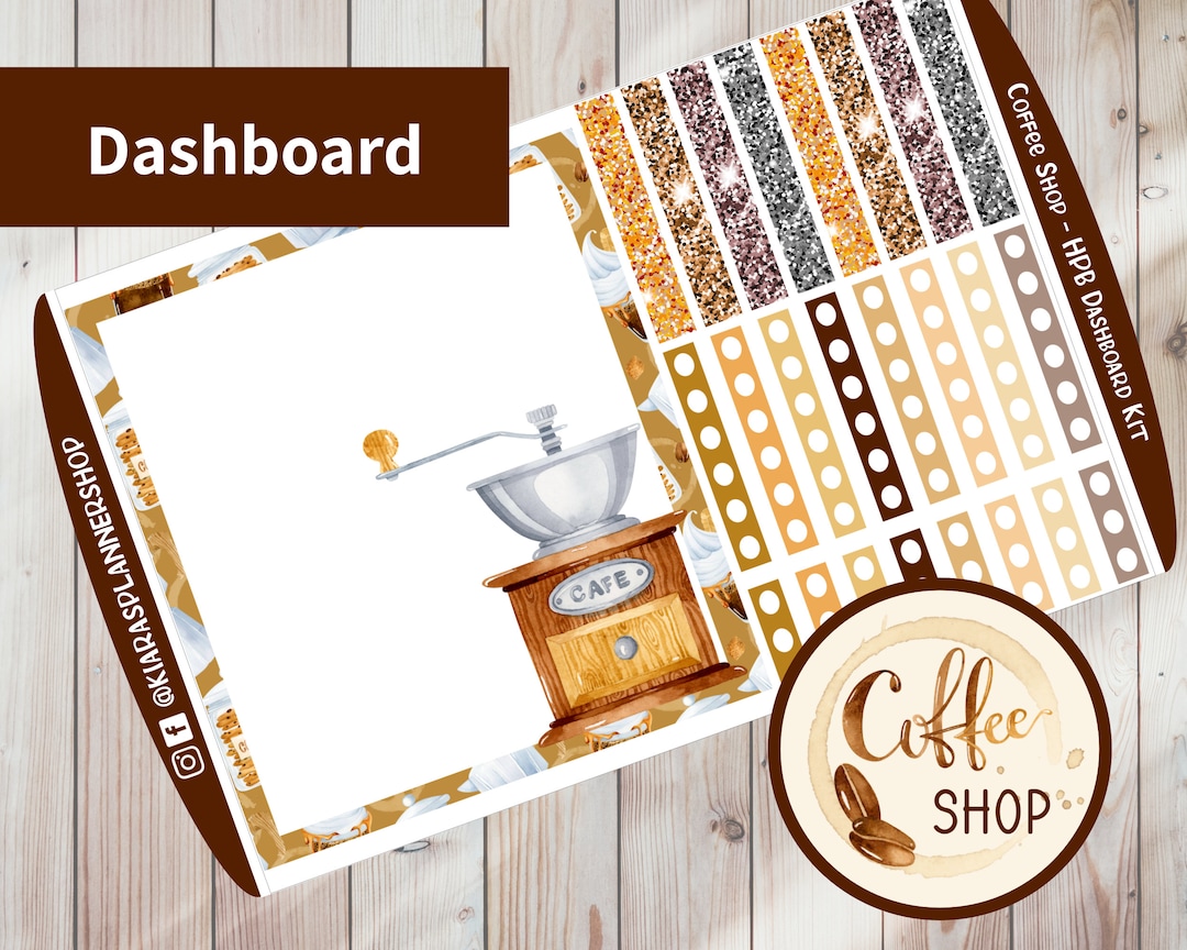 Coffee Shop - Printable Weekly Dashboard Sticker Kit for Happy Planner ...