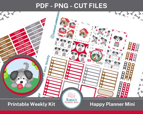 Cute Dogs Printable Weekly Sticker Kit for Happy Planner - Etsy