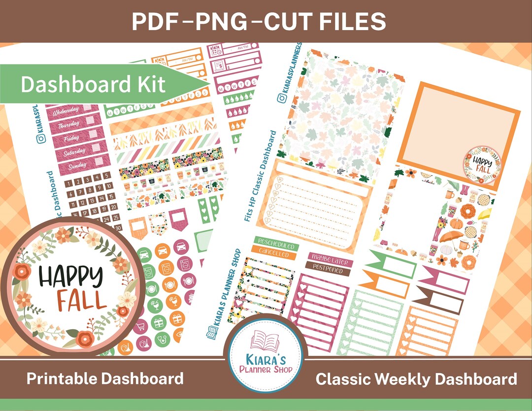 Happy Fall - Printable Weekly Dashboard Sticker Kit for Happy Planner ...