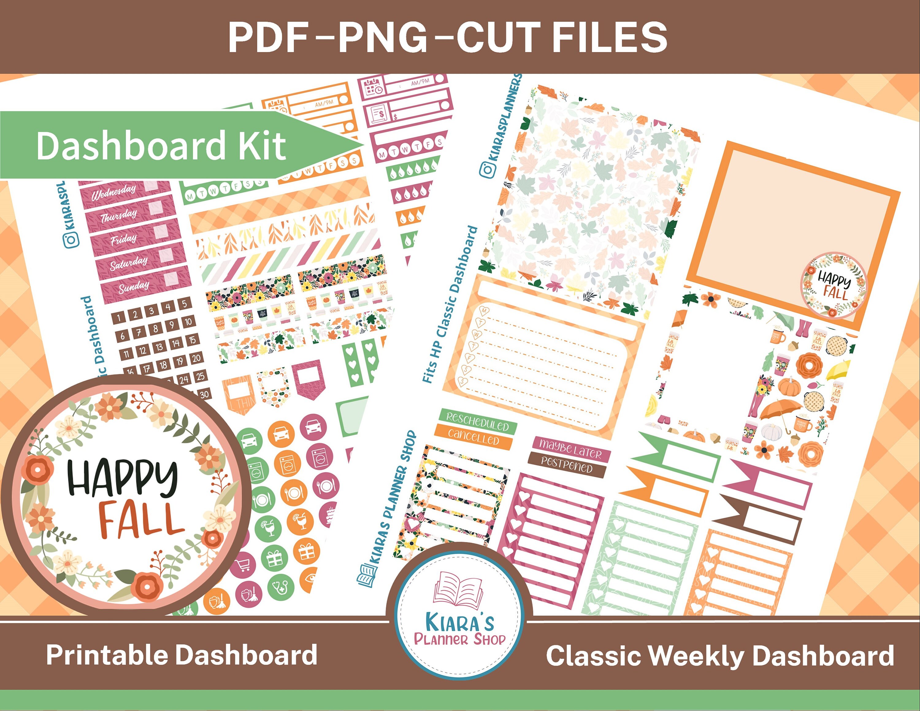 Happy Fall Printable Weekly Dashboard Sticker Kit for Happy - Etsy