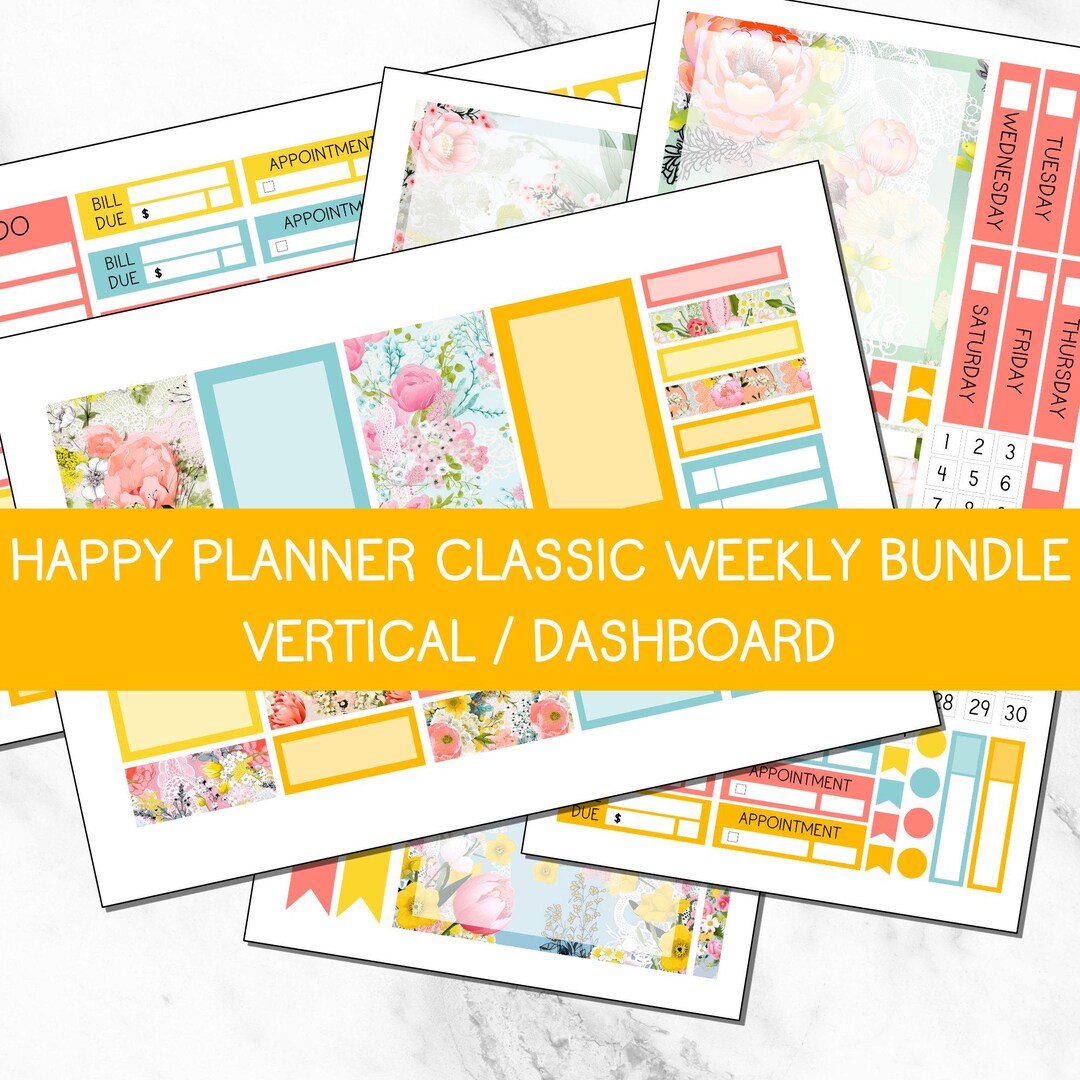KIT 204 | Lace Bouquet - Happy Planner Classic Weekly Bundle | Vertical ...