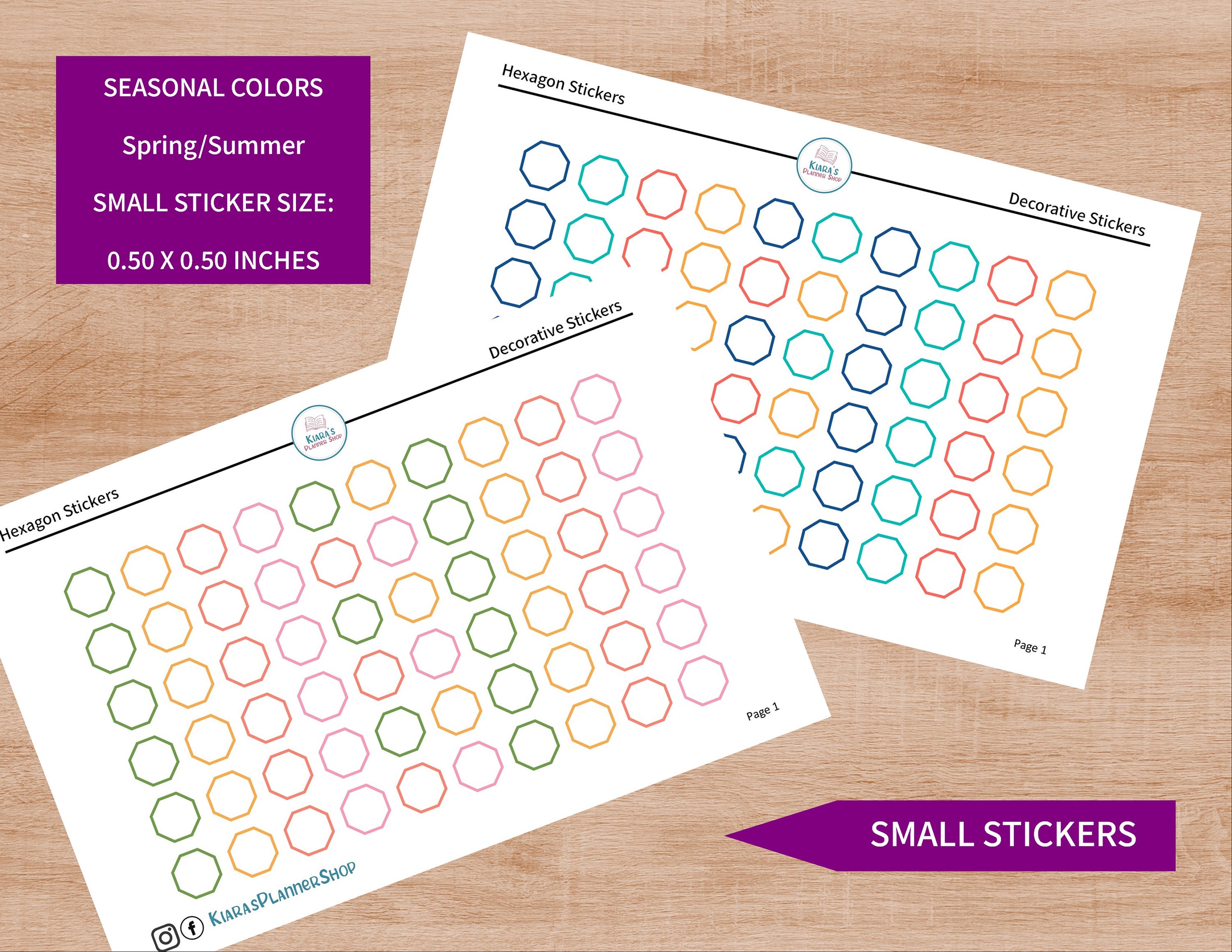 Hexagon Decorative Printable Stickers for Planners and Journals 2 Sizes ...