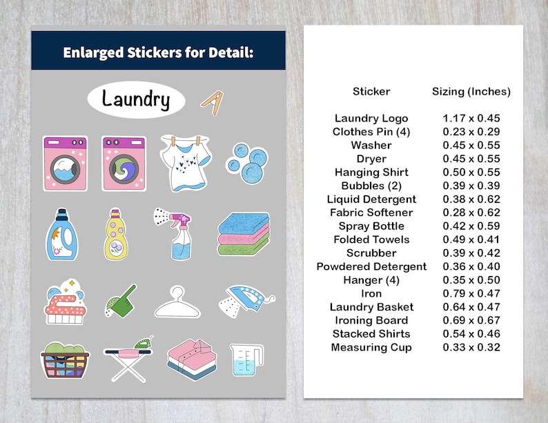 Laundry Sticker Sheet 25 Printable Stickers for Planners and - Etsy