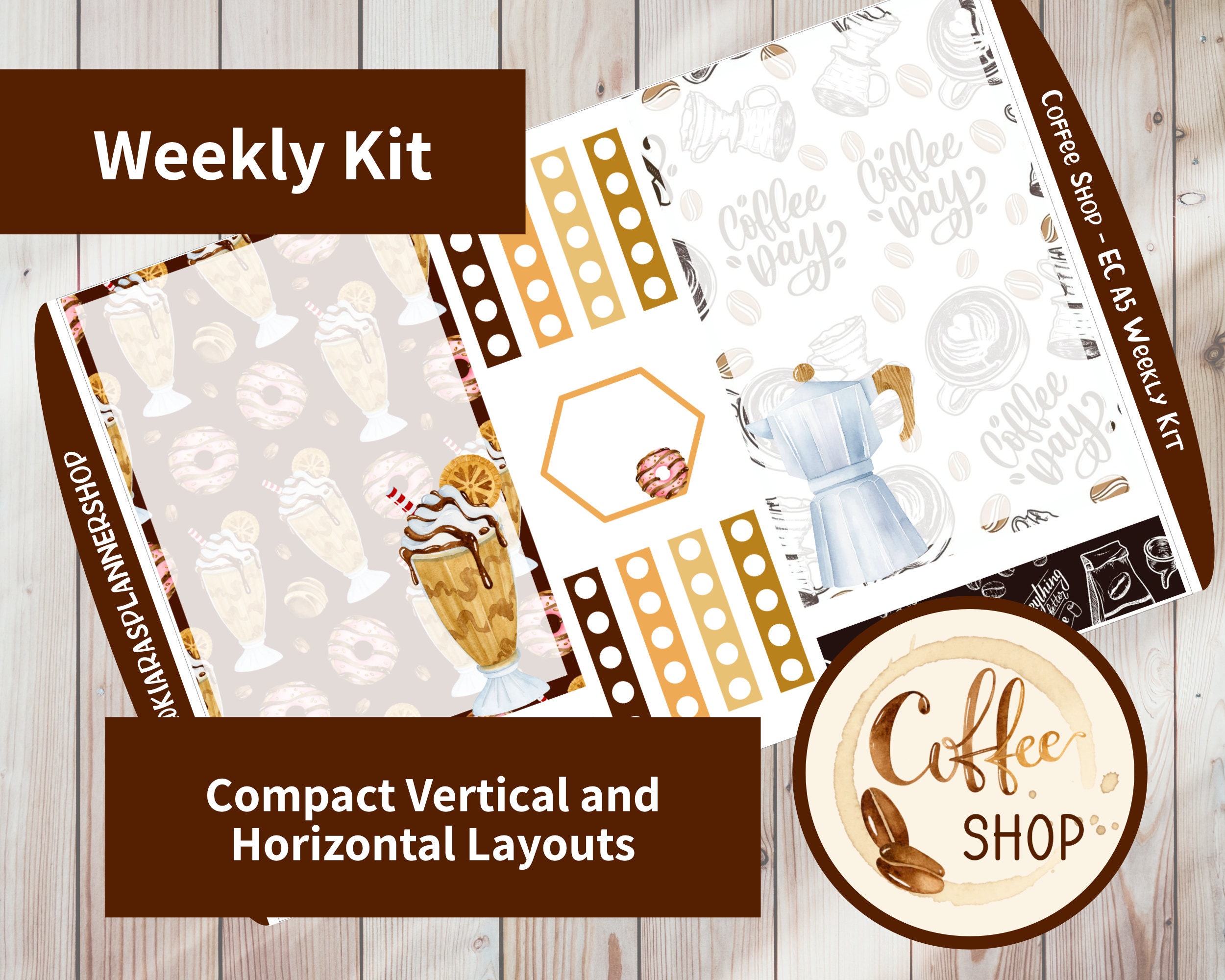 Coffee Shop Printable Weekly compact Vertical and - Etsy