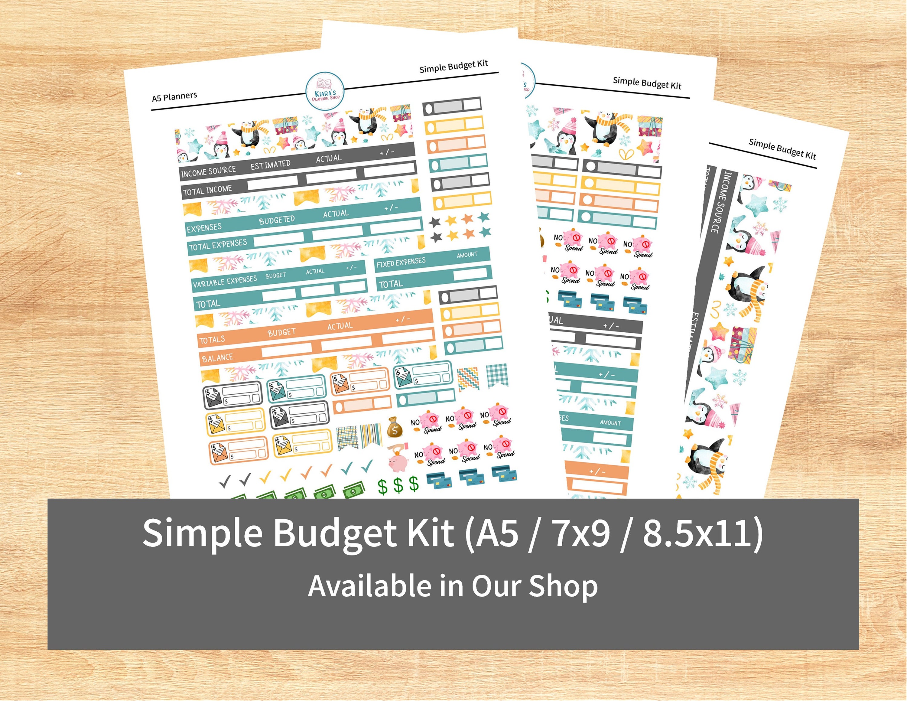 DELUXE 7x9 BUDGET Holiday Penguin Printable Monthly Budget - Etsy