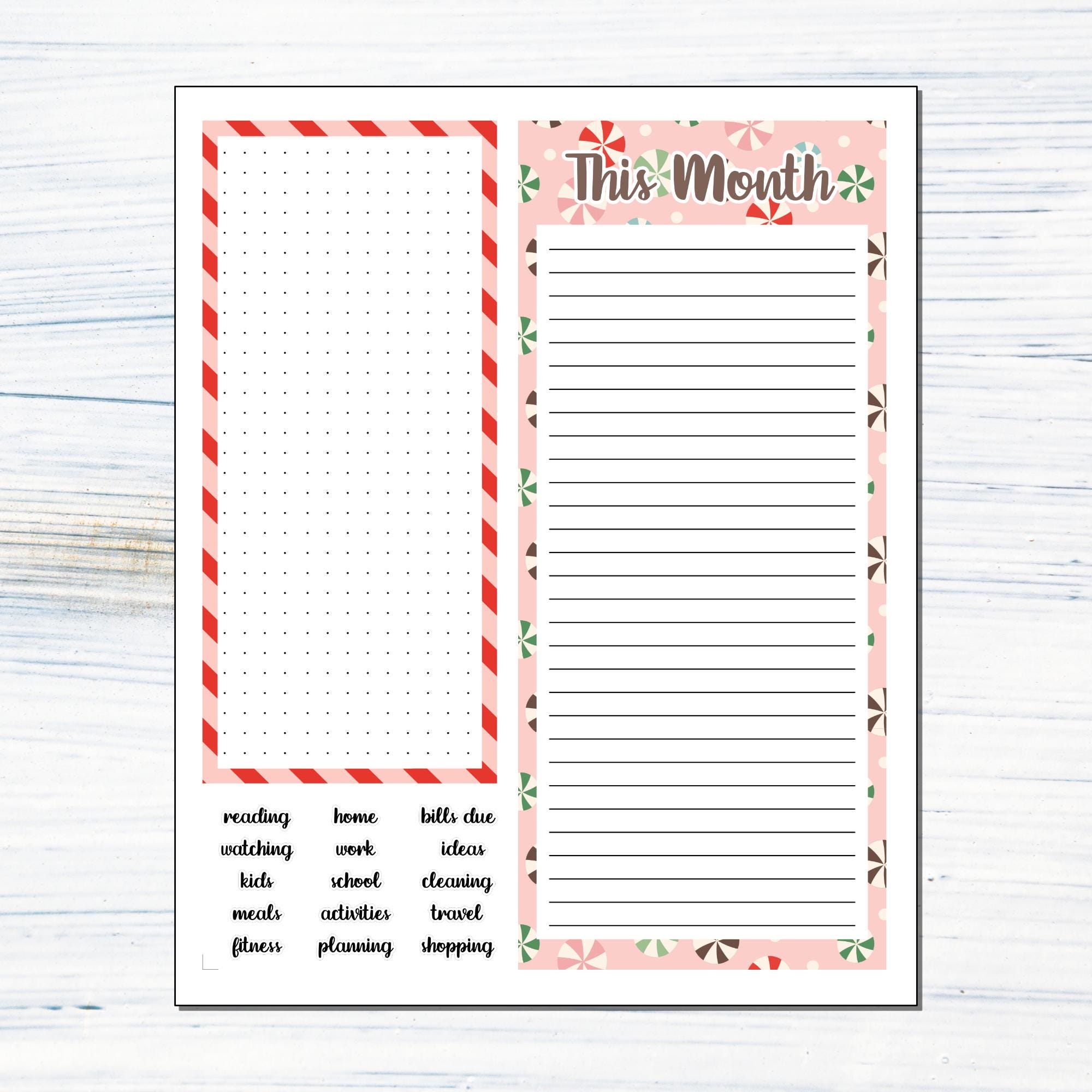Large Monthly - Sweet Holiday - Printable Monthly Sticker Kit for ...