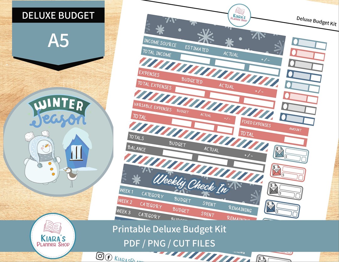 DELUXE A5 BUDGET Winter Season Printable Monthly Budget Kit WSA5DB A5 ...