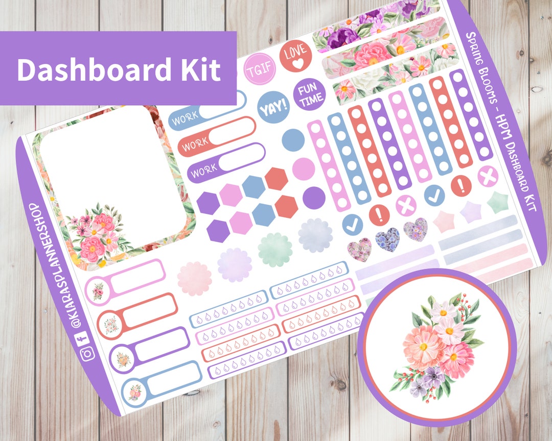Spring Blooms Printable Weekly Dashboard Sticker Kit for Happy Planner ...