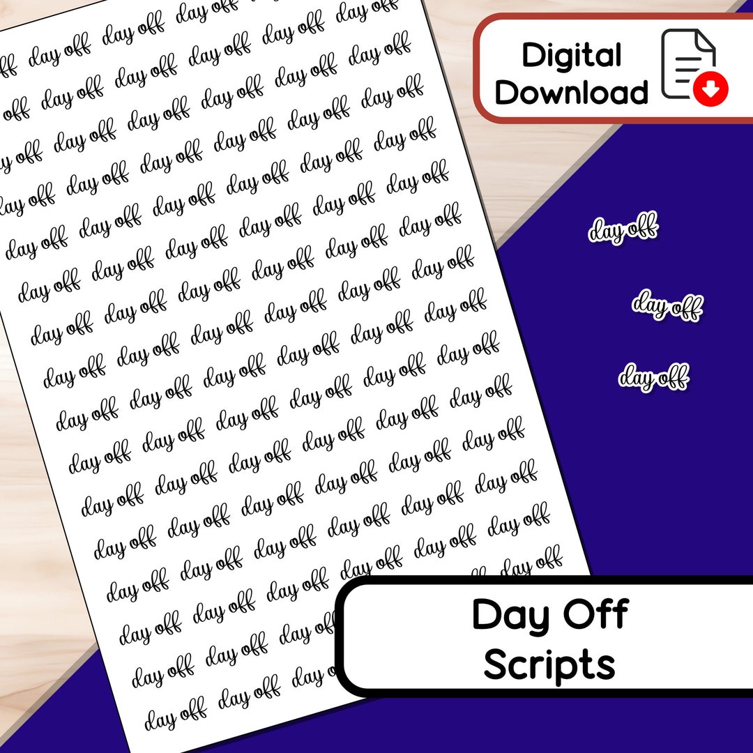Day off Scripts 96 Stickers Instant Download - Etsy