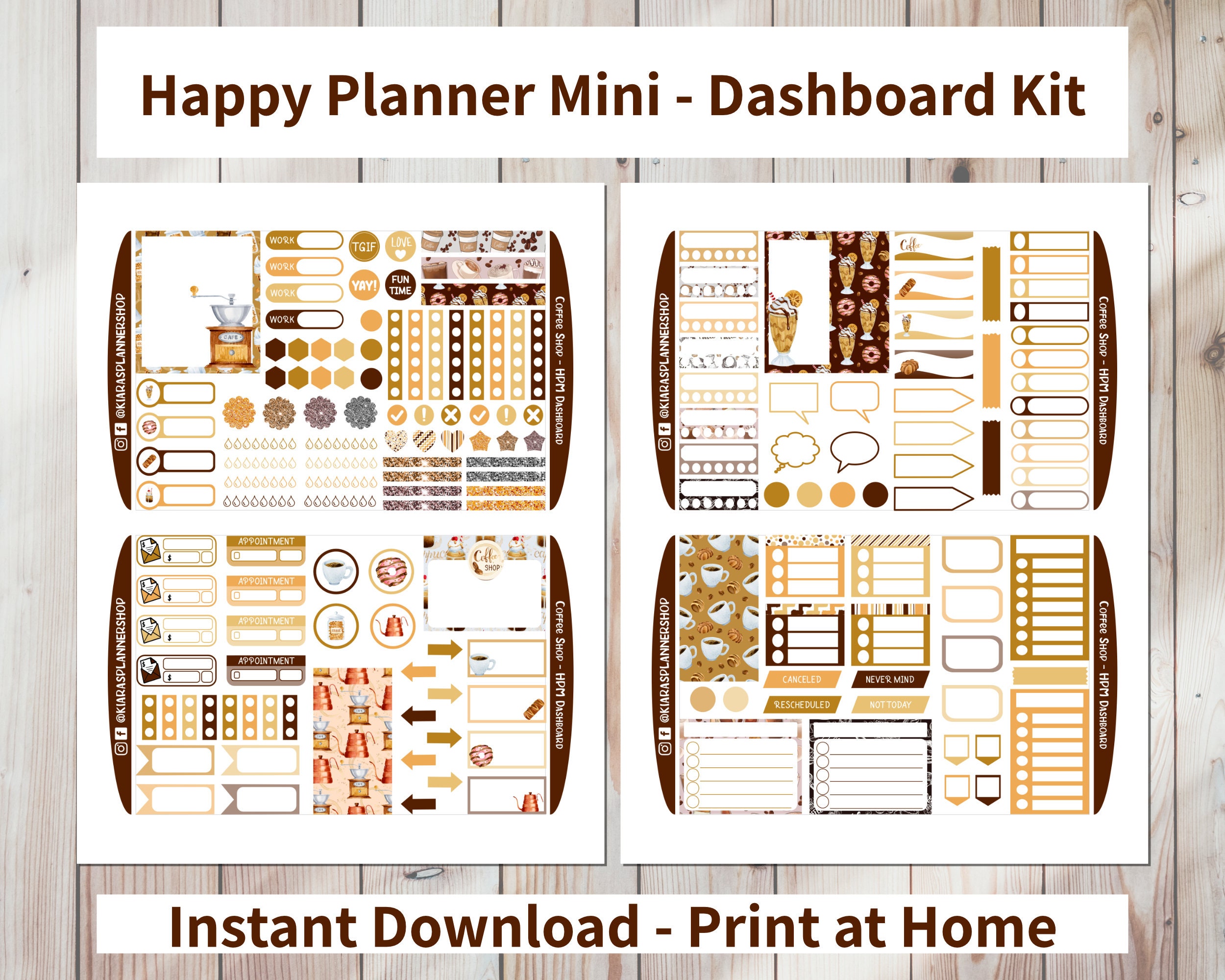 Coffee Shop Printable Weekly Dashboard Sticker Kit for Happy - Etsy