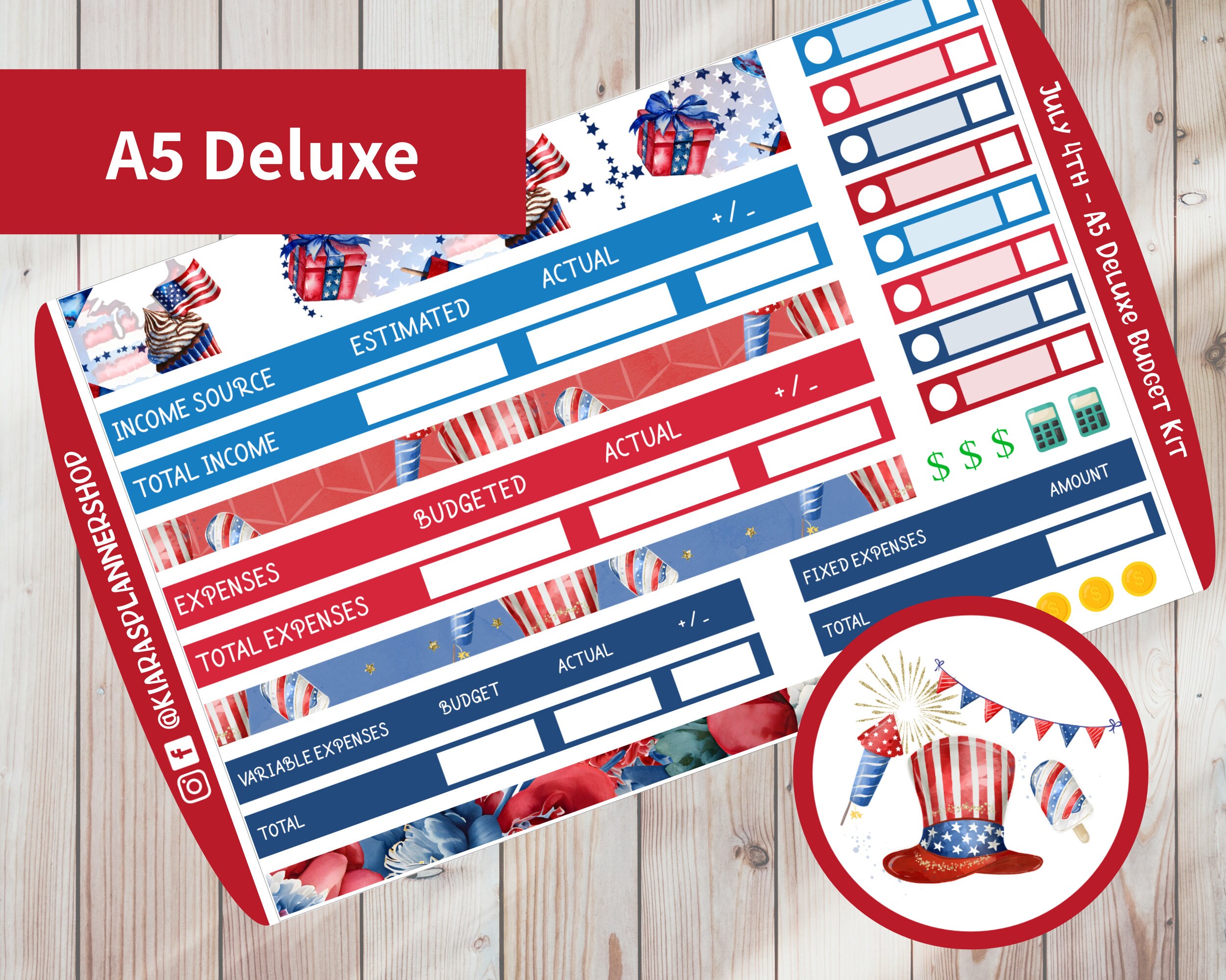 DELUXE A5 BUDGET - July 4th Printable Monthly Budget Kit (J4A5BK) (A5 ...