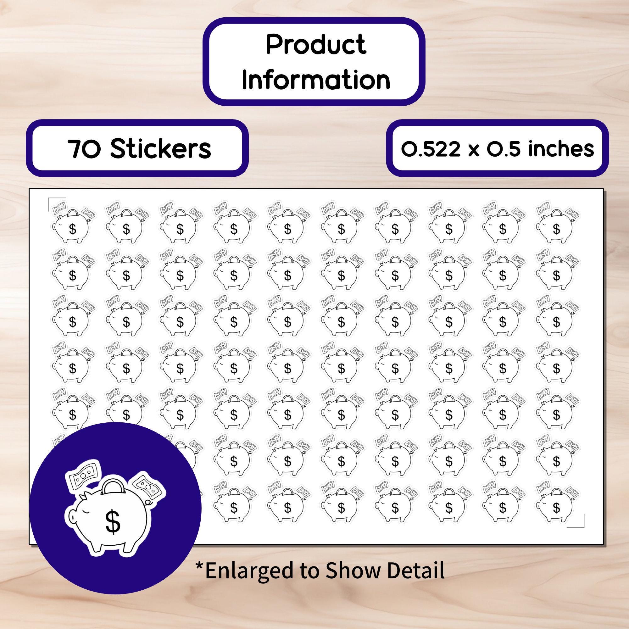 Piggy Bank Line Icons - Printable Icon Sticker Sheet - 70 Count - BUJO ...