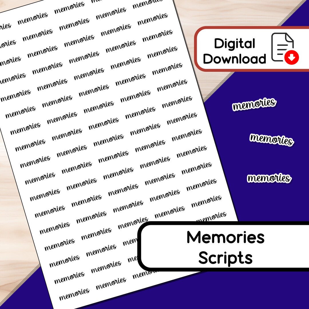 Memories Scripts - 85 Stickers - Instant Download - Etsy