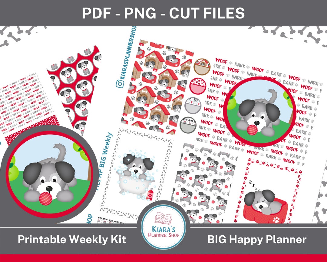 Cute Dogs Printable Weekly Sticker Kit for Happy Planner BIG CDHPBW 8 ...