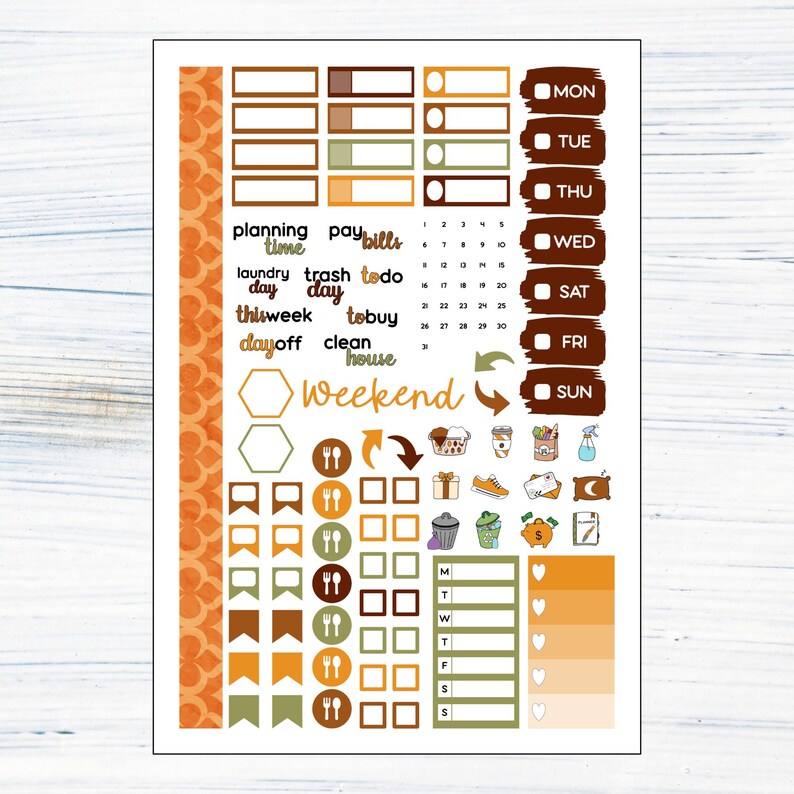 HP Mini Weekly - Pumpkin Market Printable Weekly Sticker Kit for Happy ...