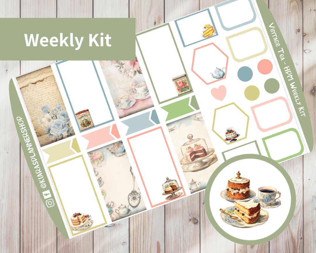 Vintage Tea Printable Weekly Sticker Kit for Happy Planner Mini VTHPMW ...