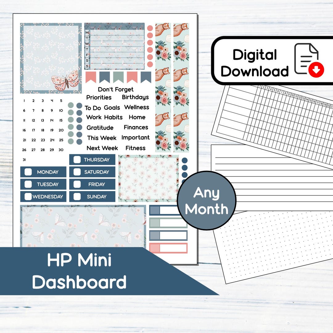 HP Mini Dashboard - Floral Fall Printable Dashboard Sticker Kit for ...