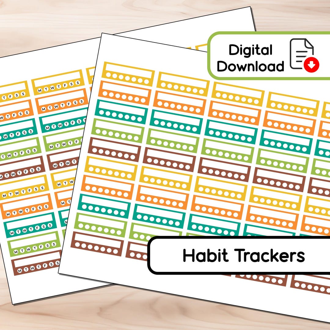 Tropical - Habit Tracker Boxes - 100 Stickers - Blank and Weekly ...