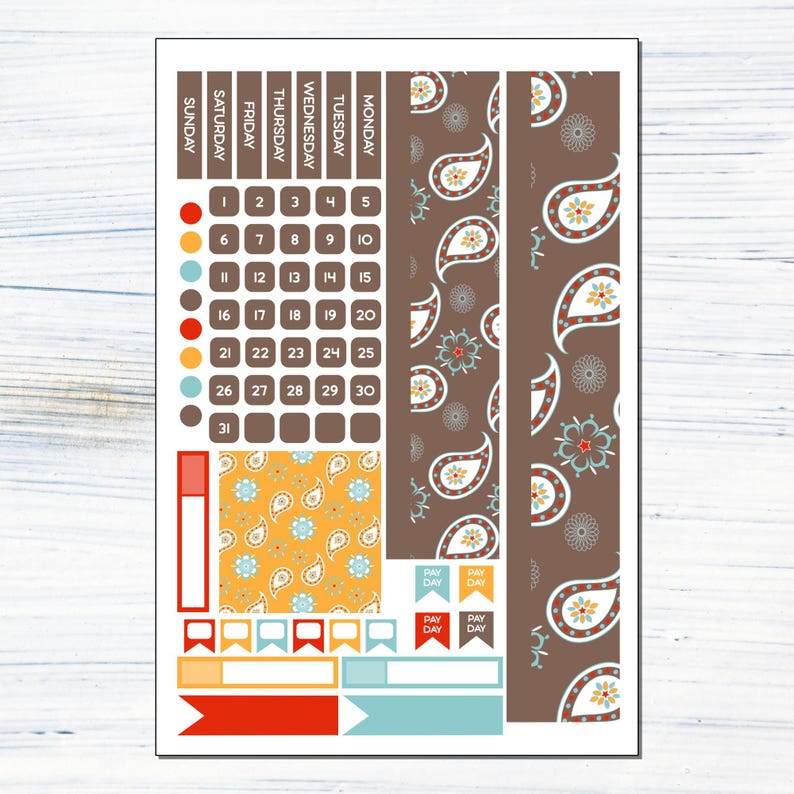 HP BIG Monthly - Paisley Fox Printable Monthly Sticker Kit for Happy ...