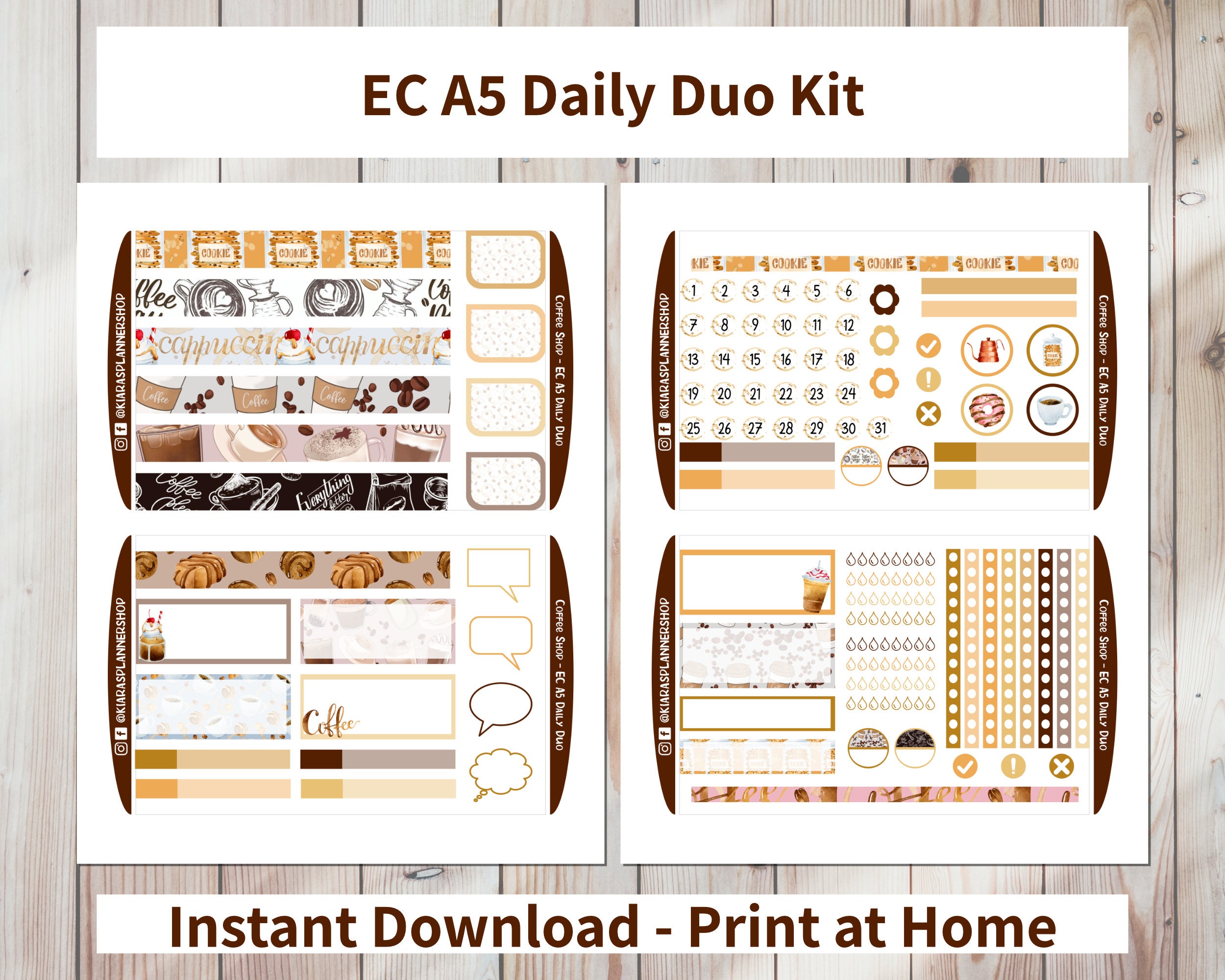 Coffee Shop Printable A5 Daily Duo Sticker Kit for A5 - Etsy