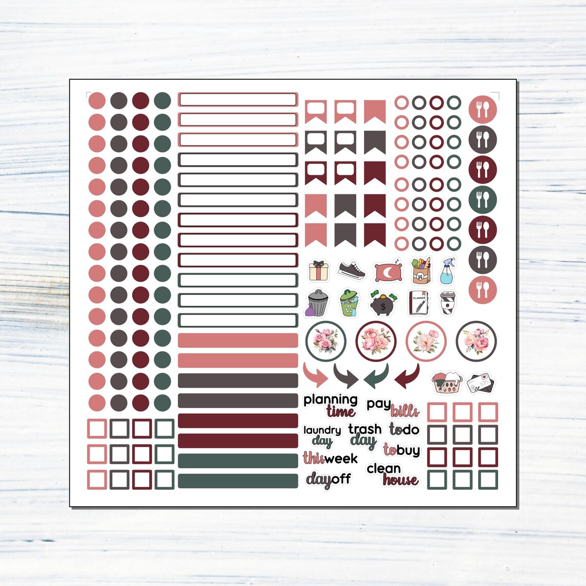 Scout Large Weekly - June Rose - Printable Weekly Sticker Kit for ...