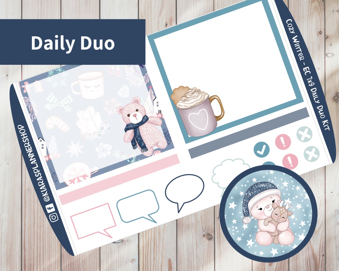 Cozy Winter Printable Daily Duo Sticker Kit for 7x9 Planners CW79DUO ...