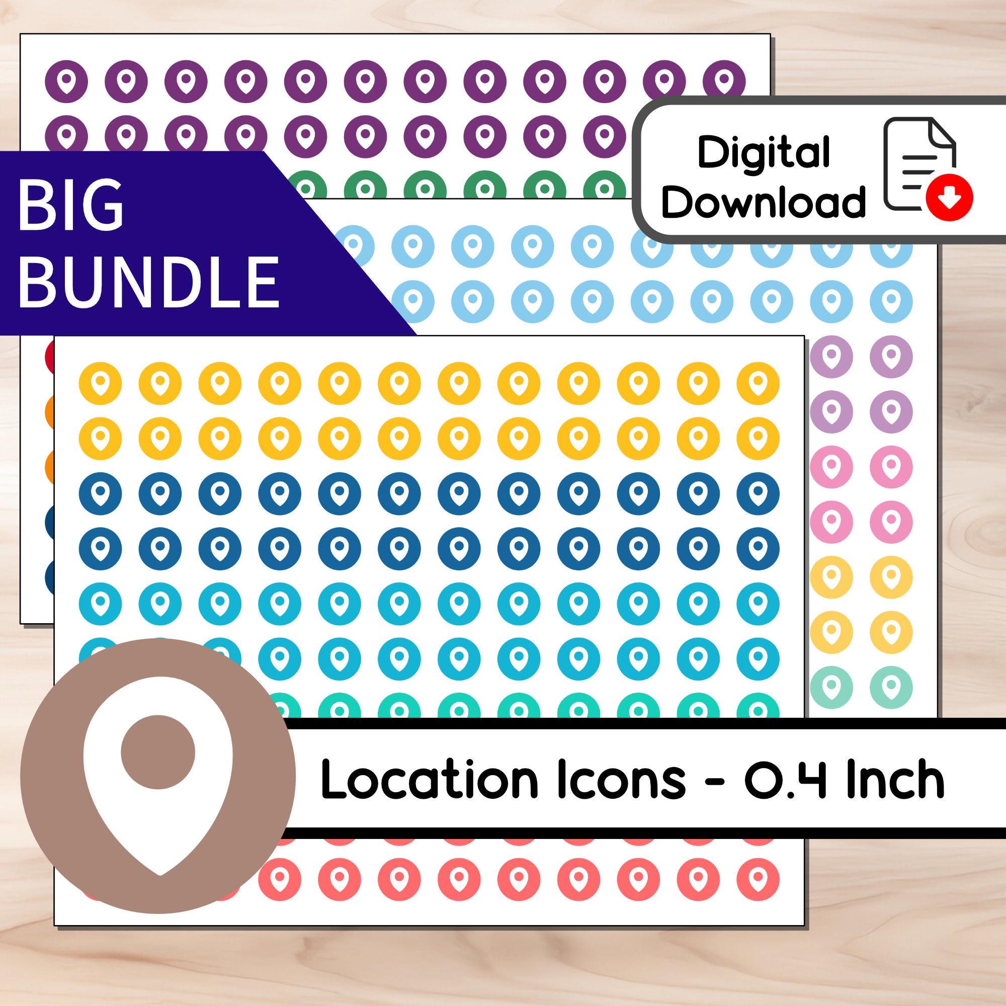 Location Icon Dots - BIG BUNDLE - Printable Icon Sticker Set - 1080 ...