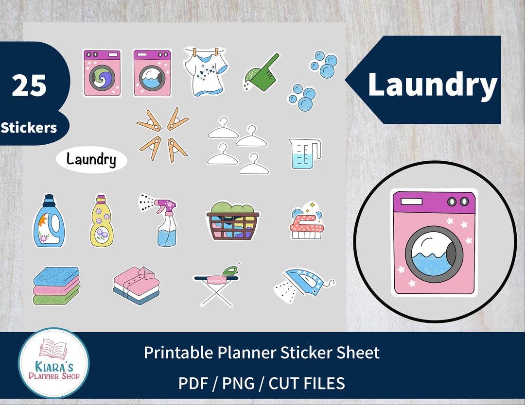 Laundry Sticker Sheet - 25 Printable Stickers for Planners and Journals ...