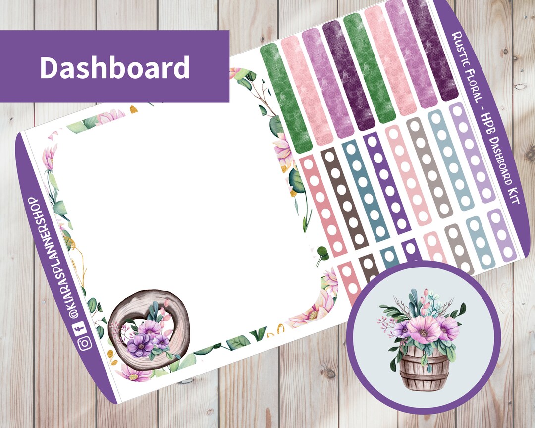 Rustic Floral - Printable Weekly Dashboard Sticker Kit for Happy ...