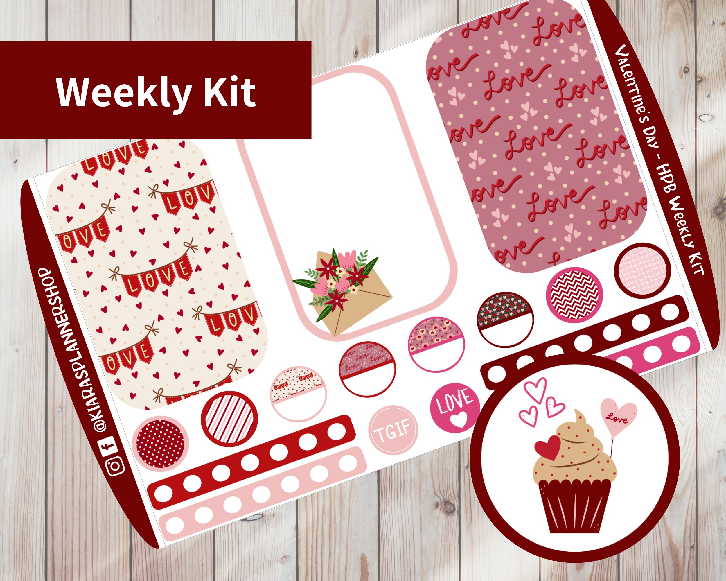 Valentine's Day Printable Weekly Sticker Kit for Happy Planner BIG ...