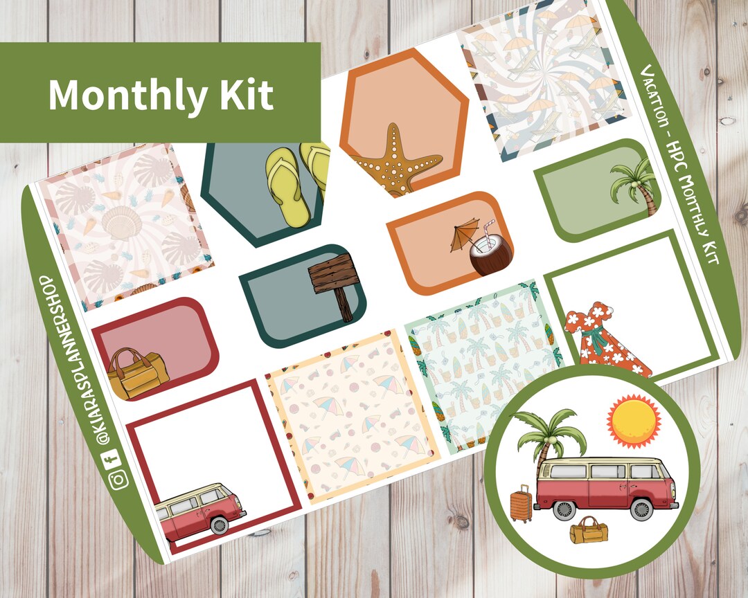 Vacation - Printable Monthly Sticker Kit for Happy Planner Classic ...