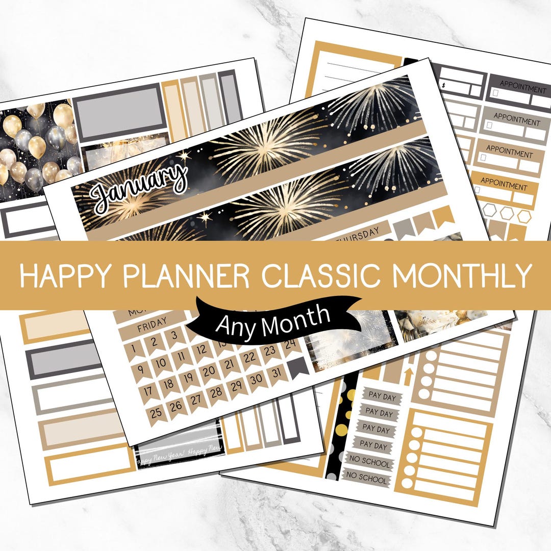 KIT 201 | New Year's Party | January - Any Month | Happy Planner ...