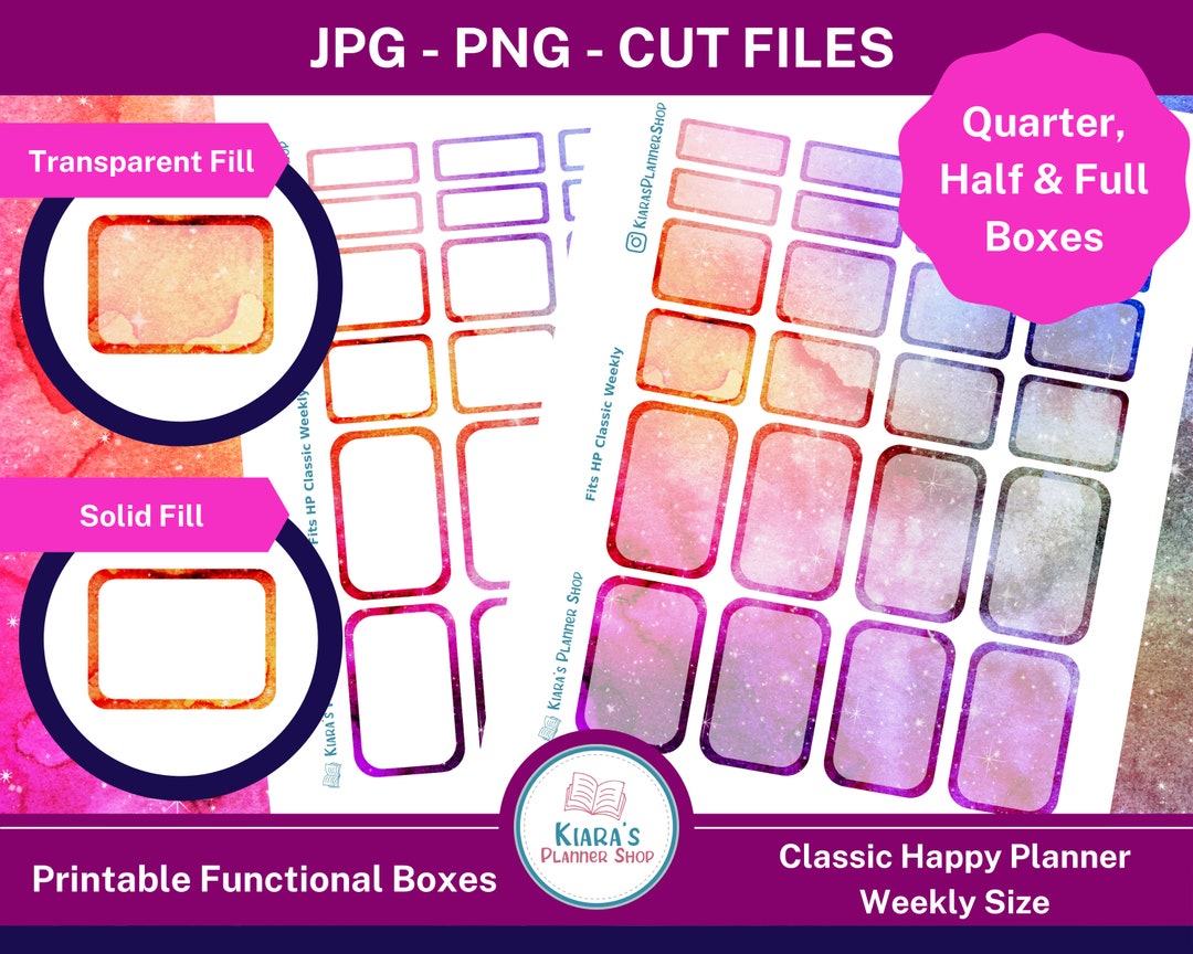 Galaxy Shaded Boxes for Happy Planner Classic Weekly - Printable ...
