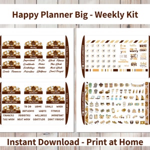 Coffee Shop - Printable Weekly Sticker Kit for Happy Planner BIG ...