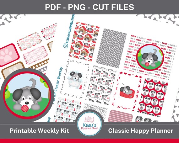 Cute Dogs Printable Weekly Sticker Kit for Happy Planner - Etsy