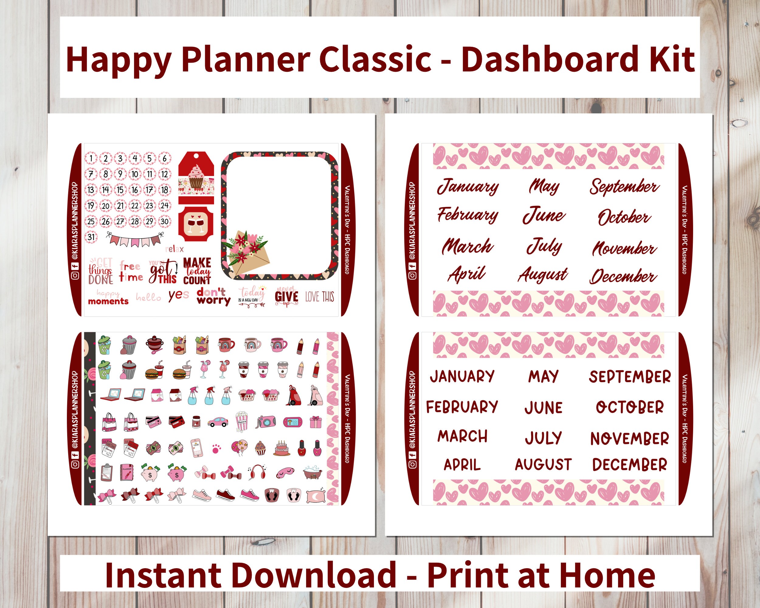 Valentine's Day Printable Weekly Dashboard Sticker Kit for Happy ...
