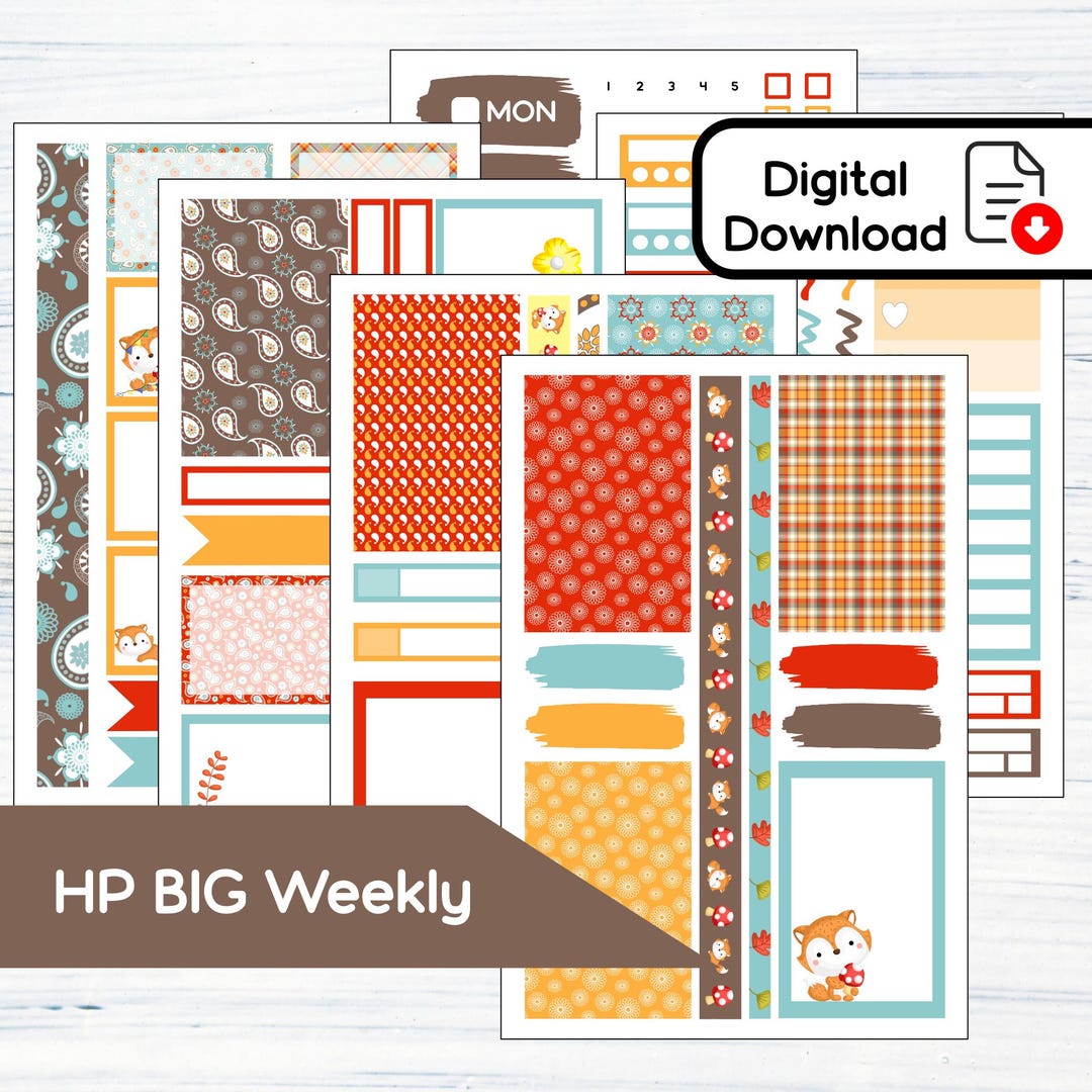 HP BIG Weekly - Paisley Fox Printable Weekly Sticker Kit for Happy ...