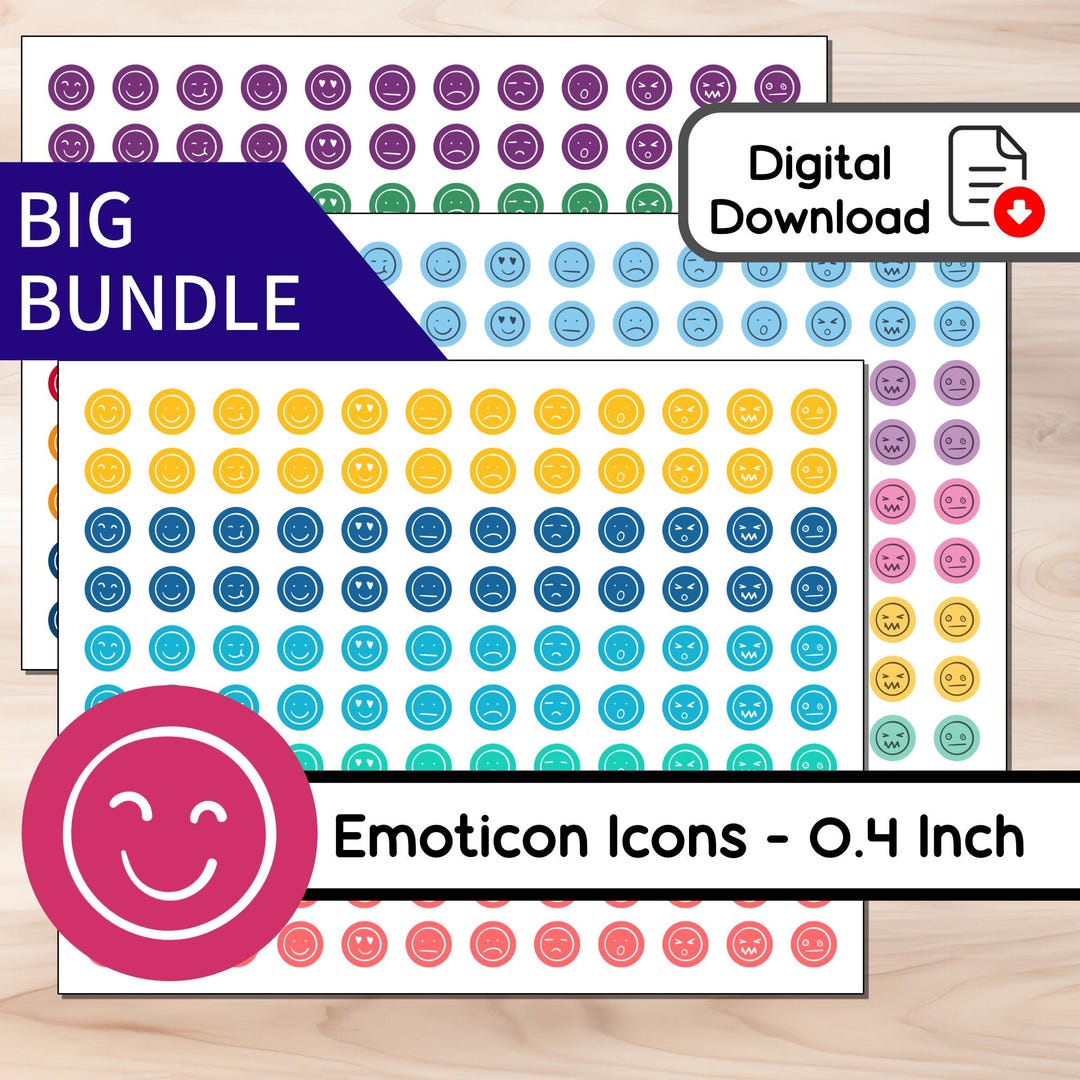 Emoticon Icon Dots - BIG BUNDLE - Printable Icon Sticker Set - 1080 ...