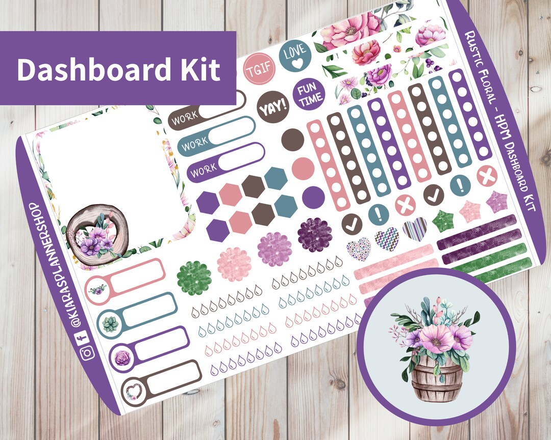 Rustic Floral - Printable Weekly Dashboard Sticker Kit for Happy ...