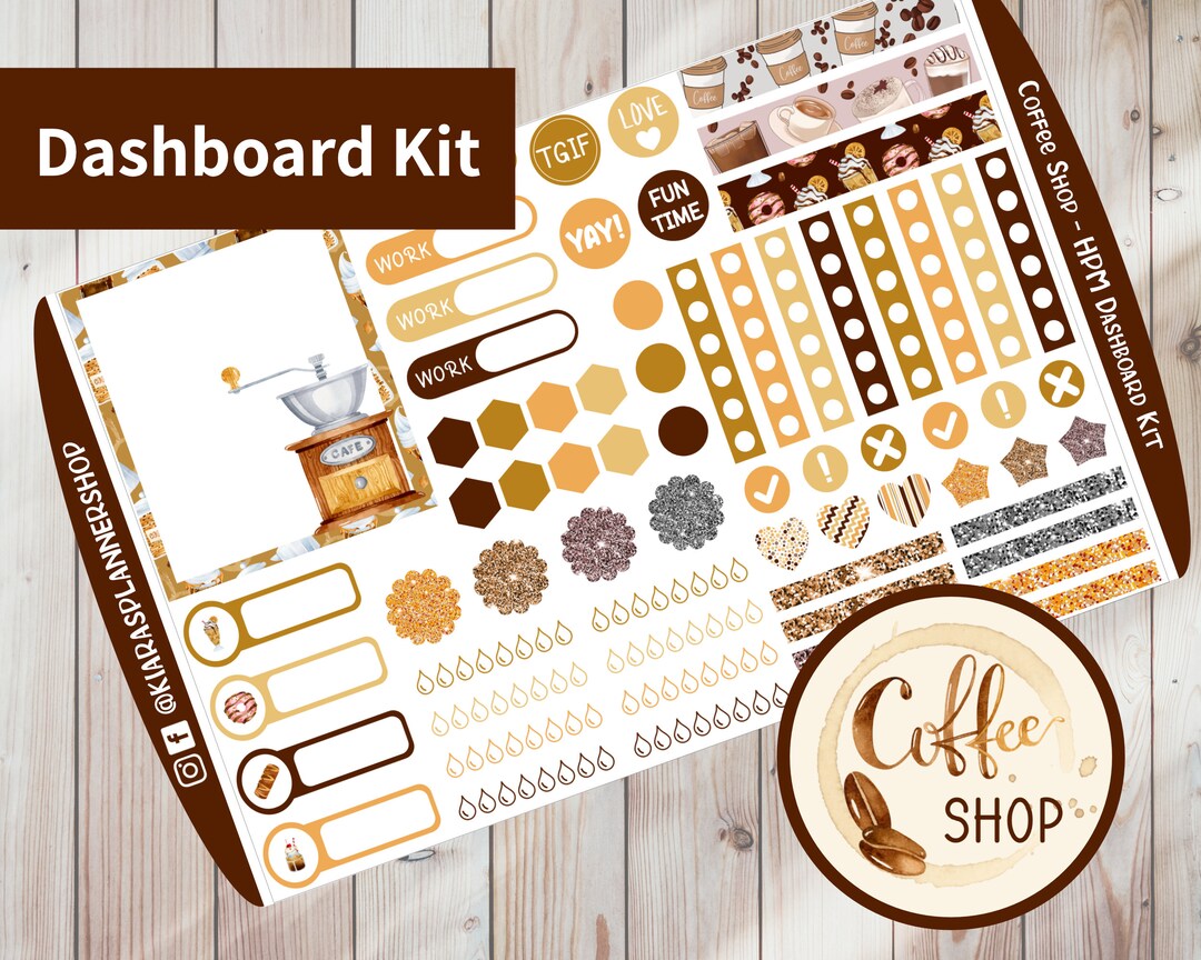 Coffee Shop - Printable Weekly Dashboard Sticker Kit for Happy Planner ...