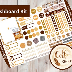 Coffee Shop - Printable Weekly Dashboard Sticker Kit for Happy Planner ...