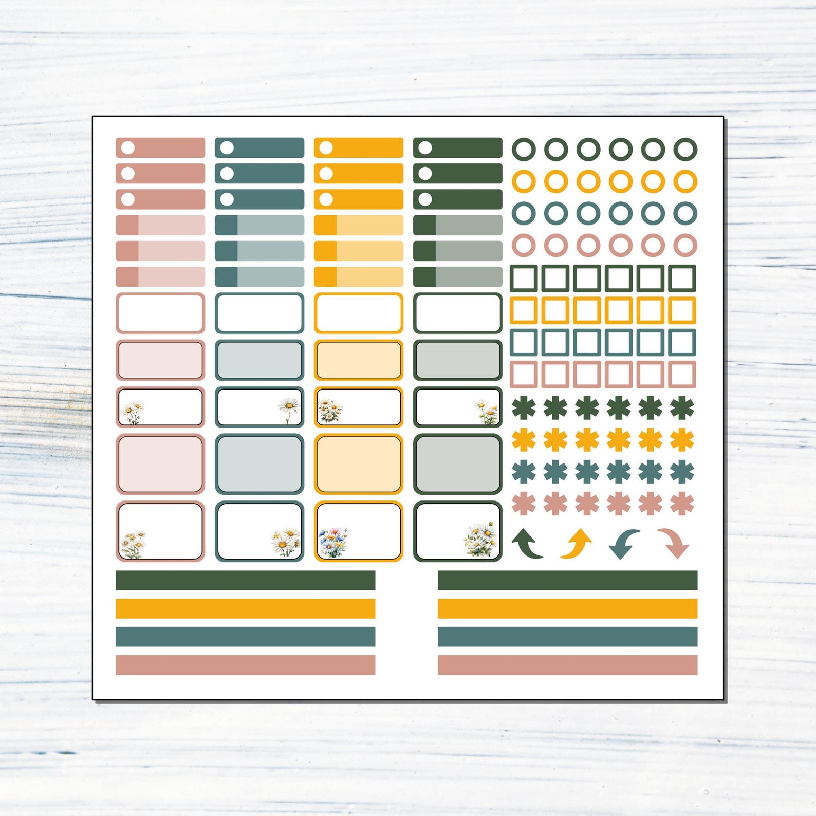Large Monthly - April Daisy - Printable Monthly Sticker Kit for Laurel ...