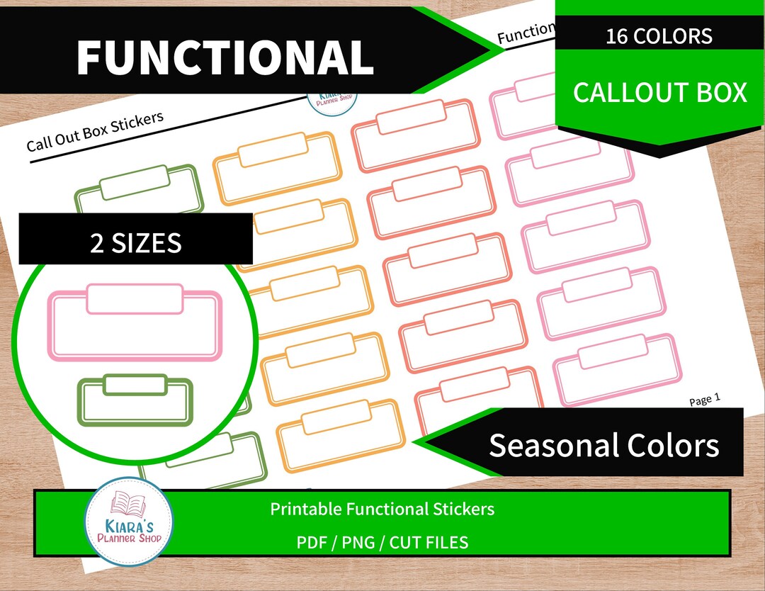 Callout Box Functional Printable Stickers for Planners and Journals - 2 ...
