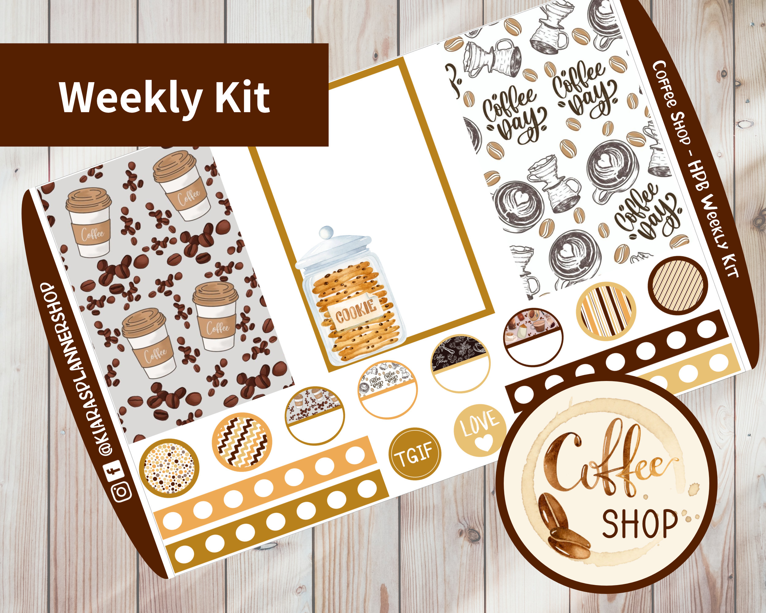 Coffee Shop Printable Weekly Sticker Kit for Happy Planner - Etsy