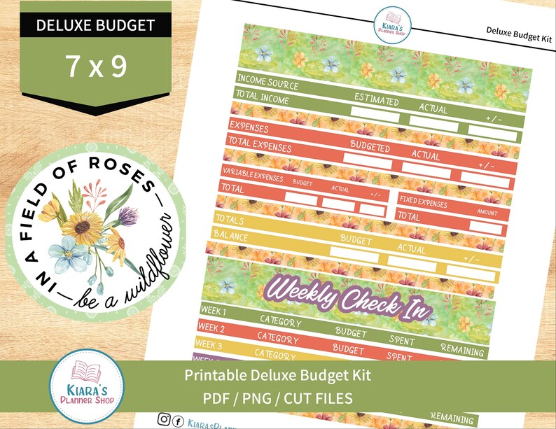 DELUXE 7x9 BUDGET - Wildflowers Printable Monthly Budget Kit (WF79DB ...